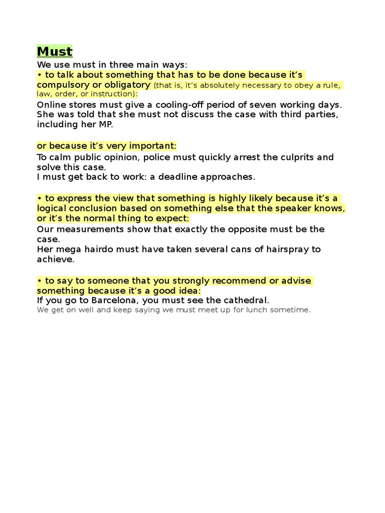 Must - Grammar English | PDF