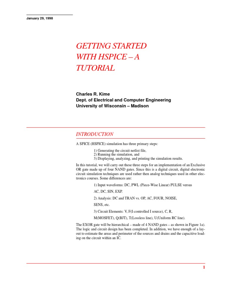 HSPICE Tutorial for ECE Students | PDF | Computers