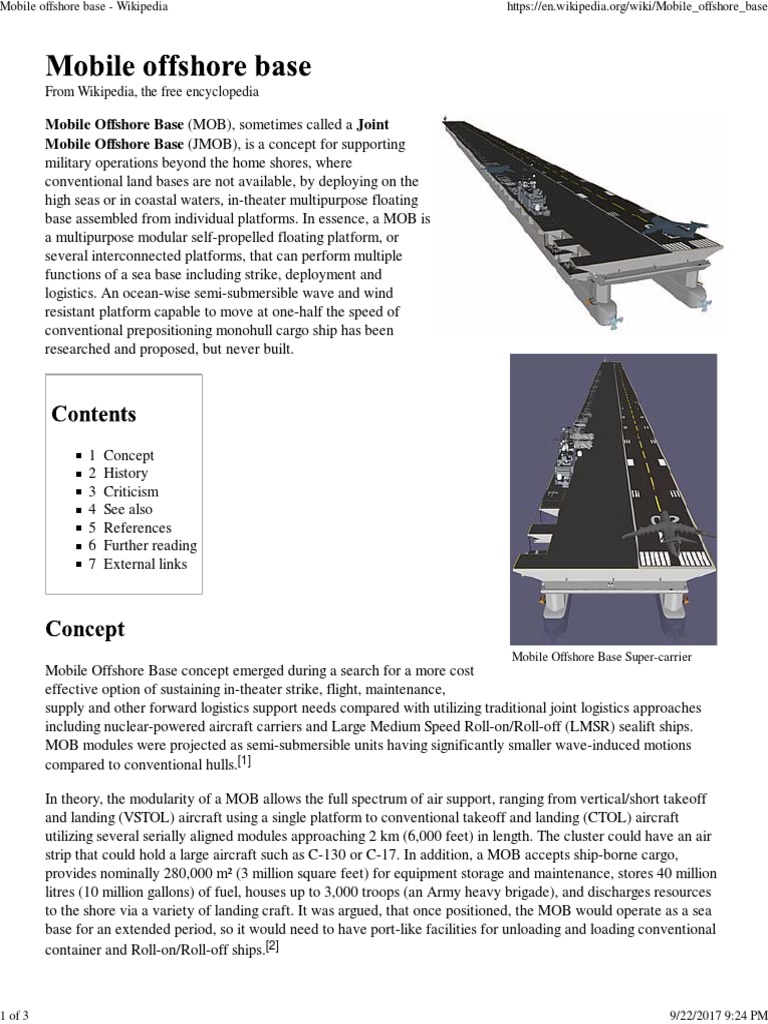 Mobile Offshore Base - Wikipedia | PDF | Military Technology | Industries