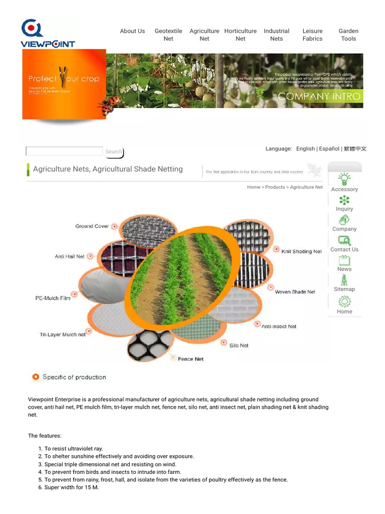 Agriculture Nets, Agricultural Shade Netting - Viewpoint | PDF ...