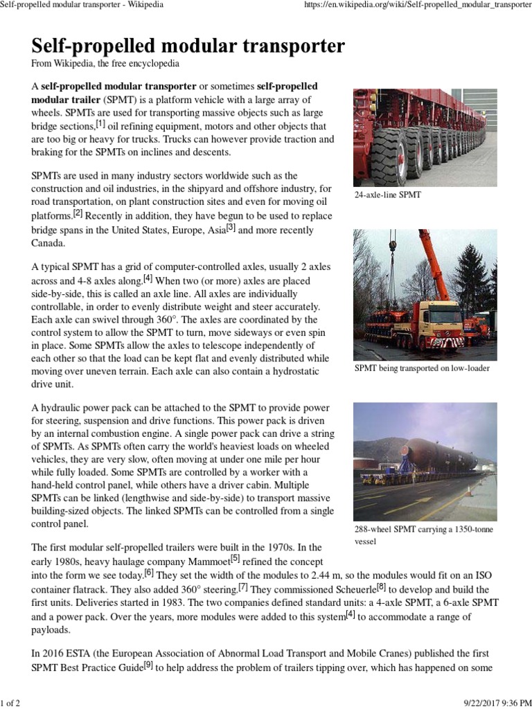 Self-Propelled Modular Transporter - Wikipedia | PDF | Land Vehicles ...