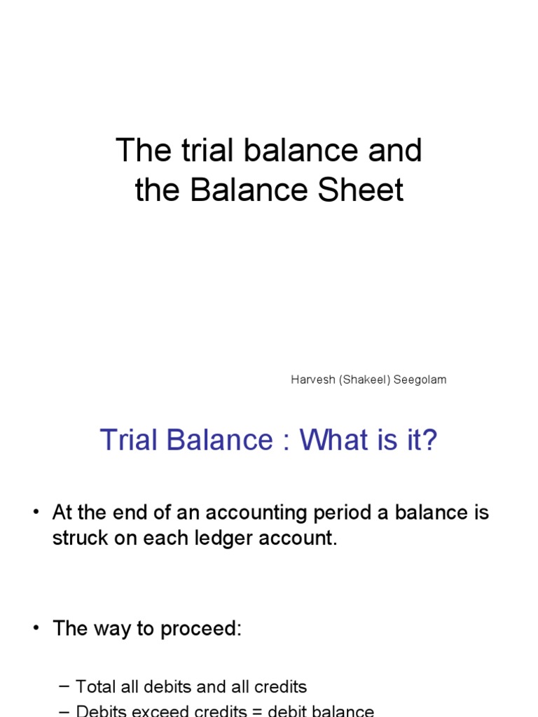 Understanding Trial Balance & Balance Sheet | PDF | Debits And Credits ...
