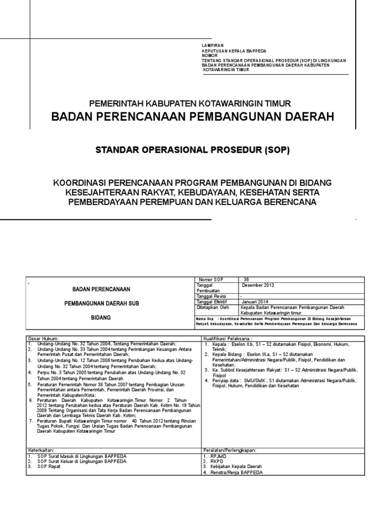 SOP 37. Koord. Perencanaan Bid. Kesra | PDF