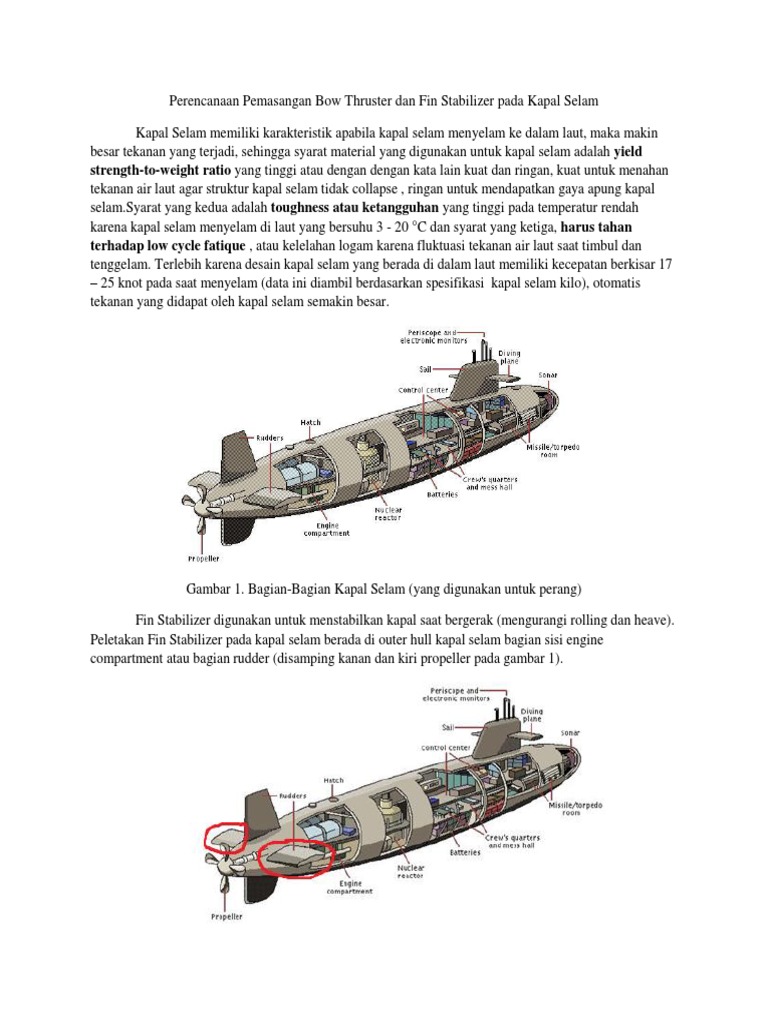 Perancangan Bow Thruster Dan Fin Stabilizer Pada Kapal Selam | PDF
