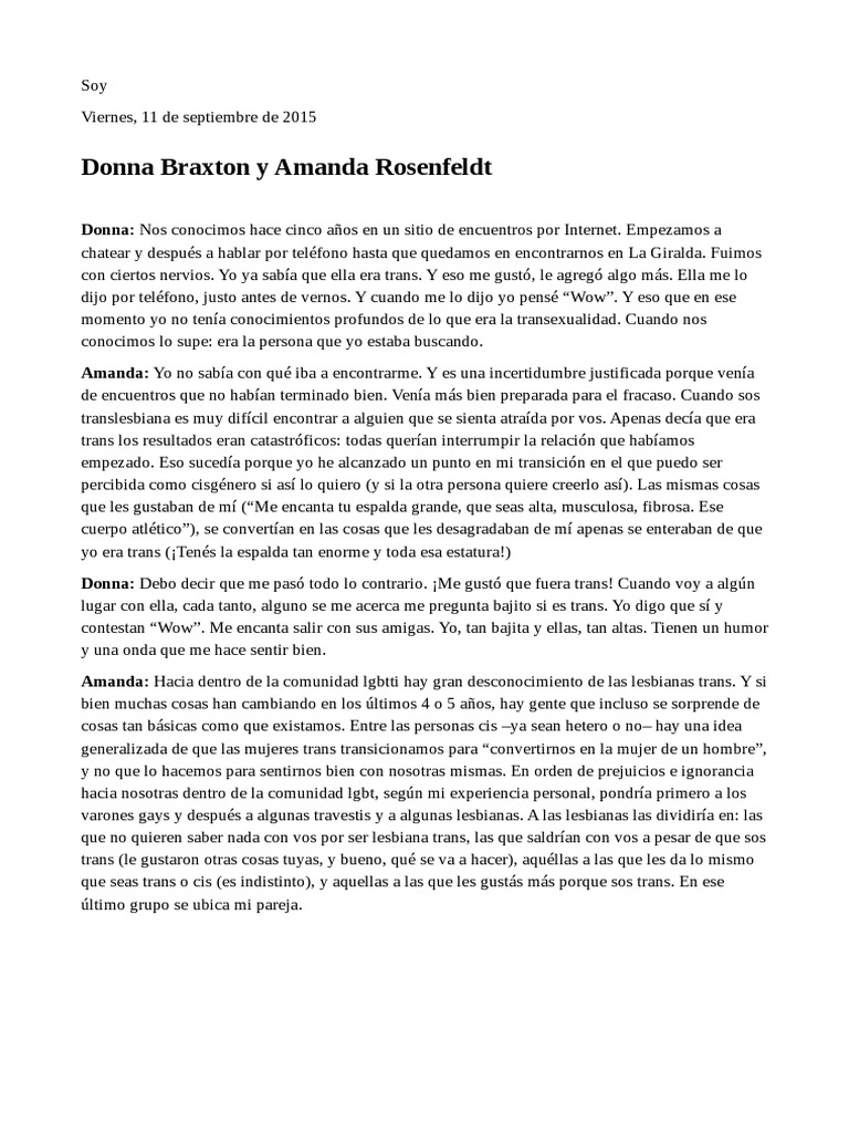 Donna Braxton y Amanda Rosenfeldt | PDF | Lesbianas | Transgénero