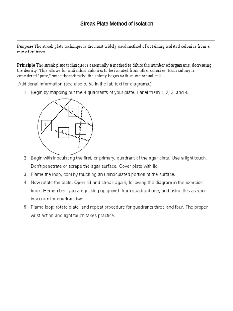 Streak Plate Method of Isolation PDF | PDF