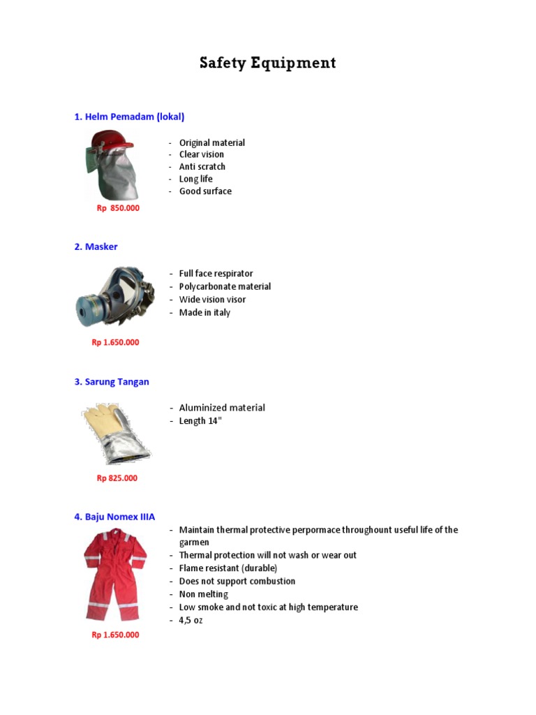 Safety Equipment Brosur Dan Spesifikasi PDF | PDF | Personal Protective ...