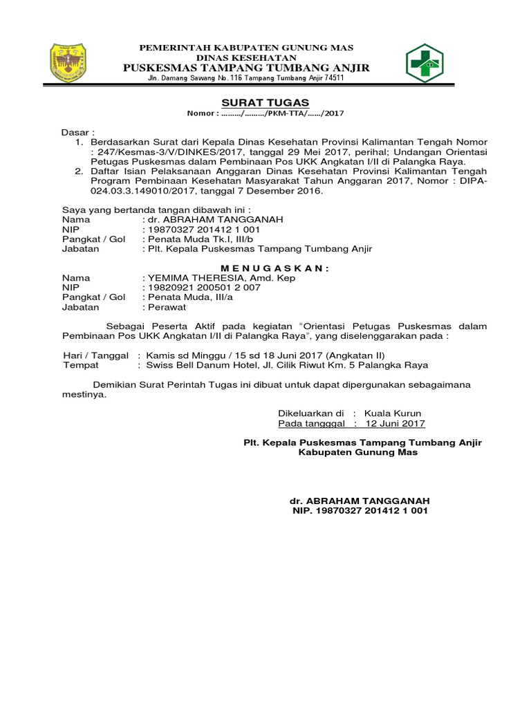 Contoh Format Surat Tugas | PDF