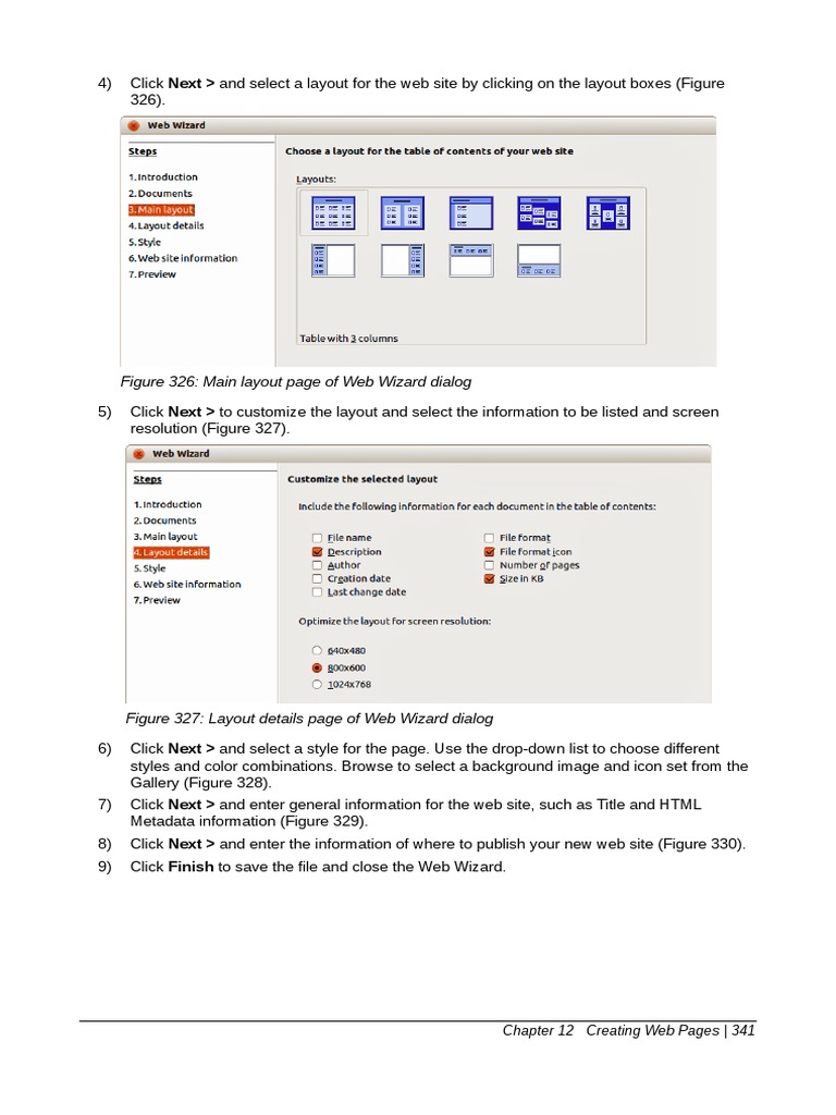 Figure 326: Main Layout Page of Web Wizard Dialog: Chapter 12 Creating ...