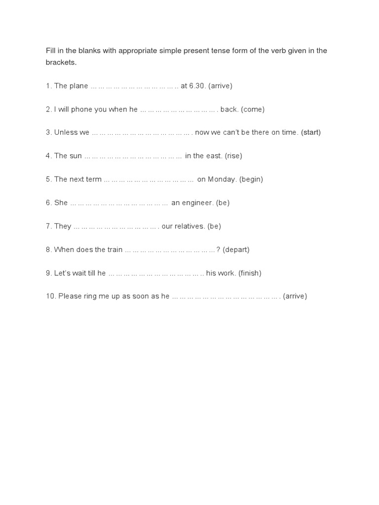 Fill in The Blanks With Appropriate Simple Present Tense Form of The Verb Given in The Brackets ...