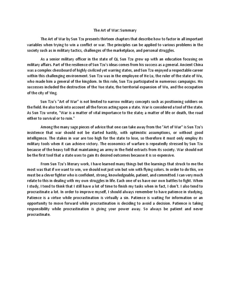 The Art of War Summary | PDF | The Art Of War | Sun Tzu