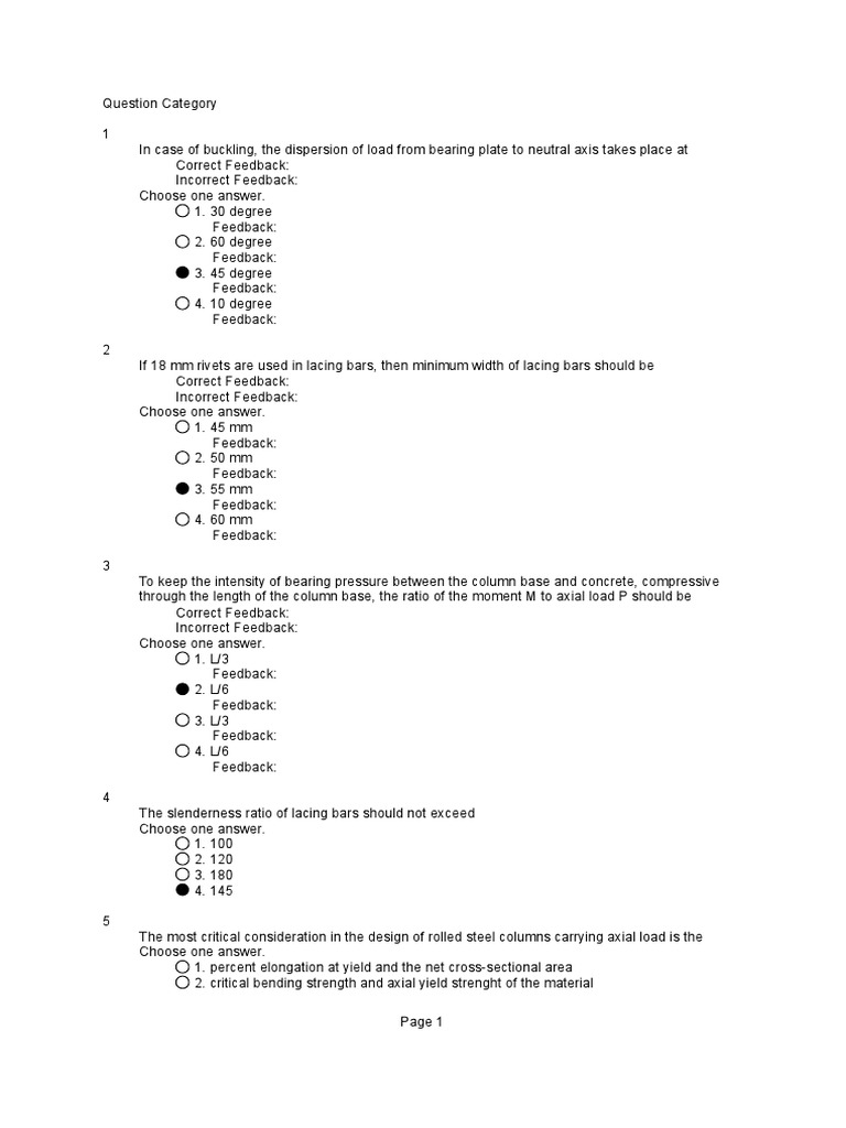 MCQ Compression With Answer | PDF | Buckling | Column