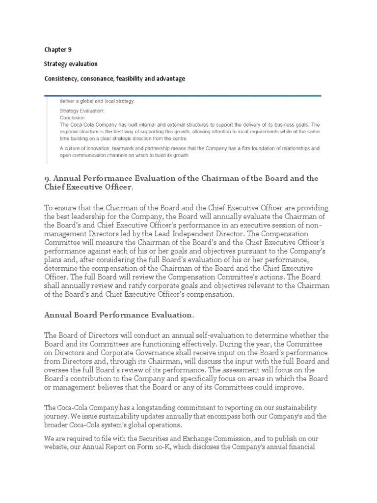 Annual Performance Evaluation of The Chairman of The Board and The ...