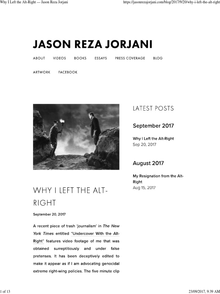 Why I Left The Alt-Right - Jason Reza Jorjani | PDF