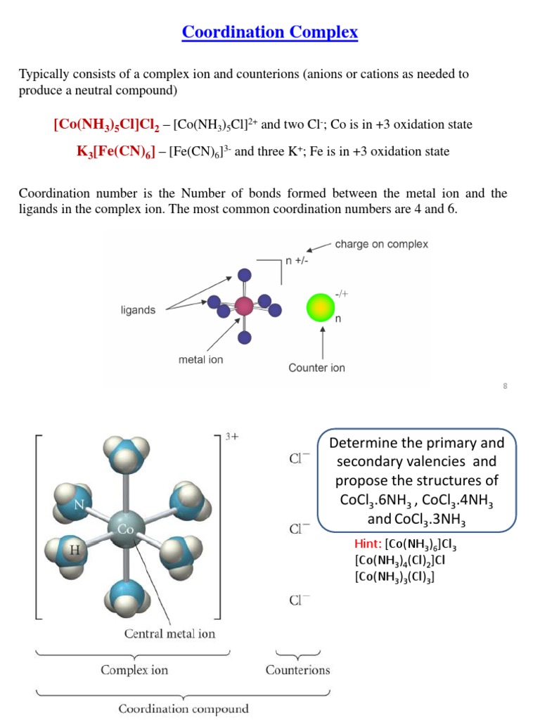 Coordination Chem 1 1 Pdf Coordination Complex Ligand