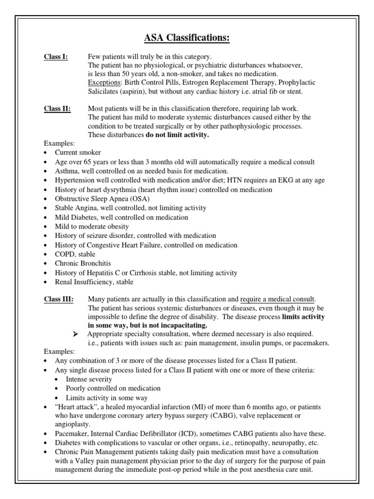 ASA Classifications 4-09 PDF | Myocardial Infarction | Heart