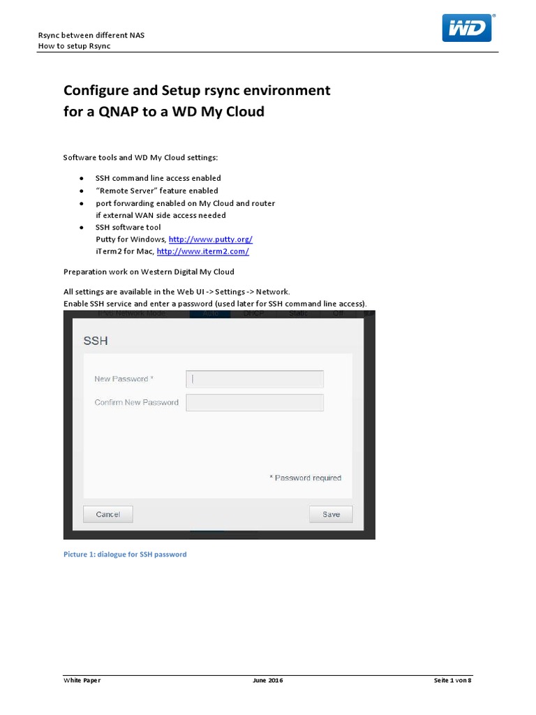 Rsync From QNAP To My Cloud HowTo | PDF | Secure Shell | Password