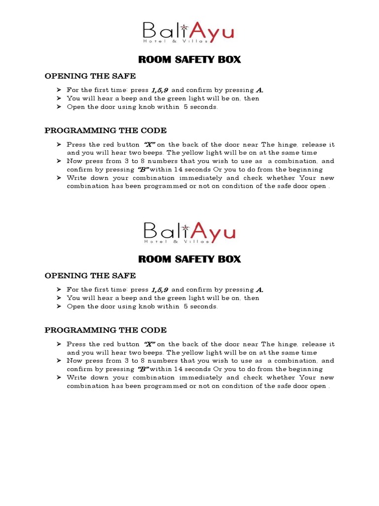 Room Safety Box: Opening The Safe | PDF