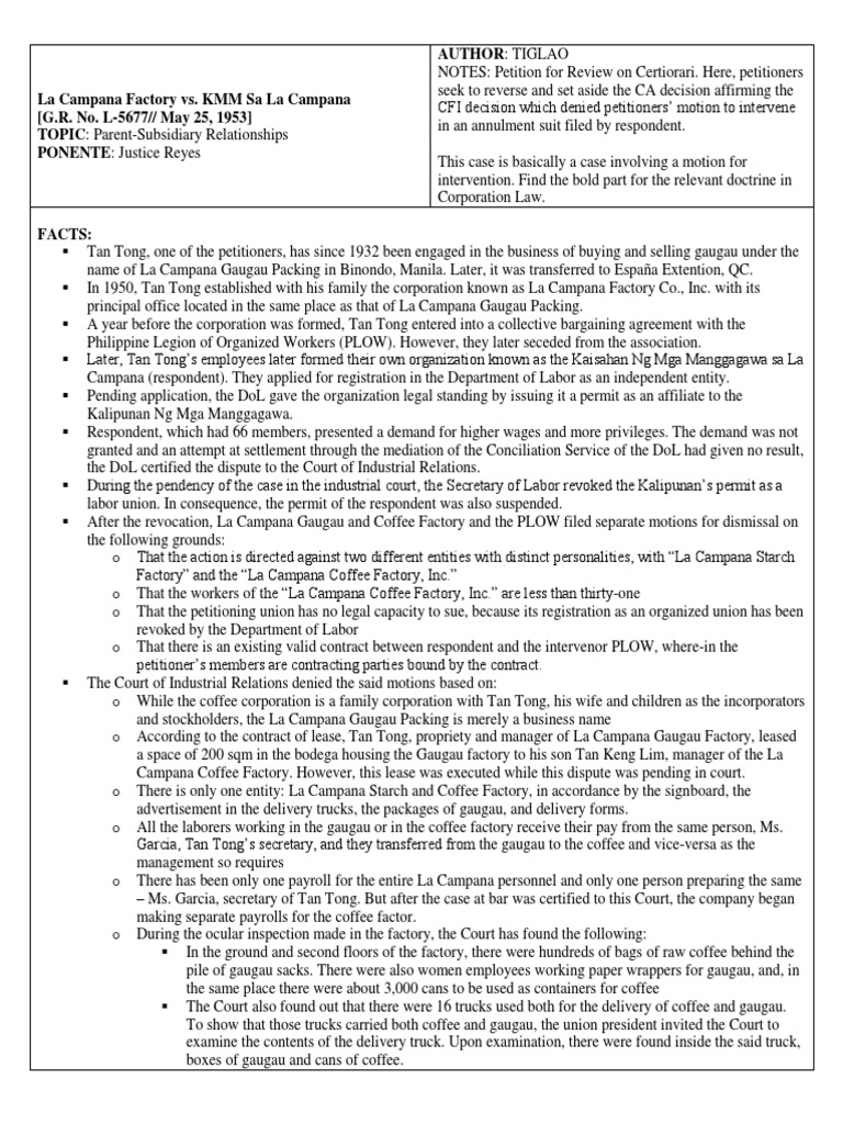 32 La Campana Coffee Factory V KMM La Campana (Tiglao) | PDF ...