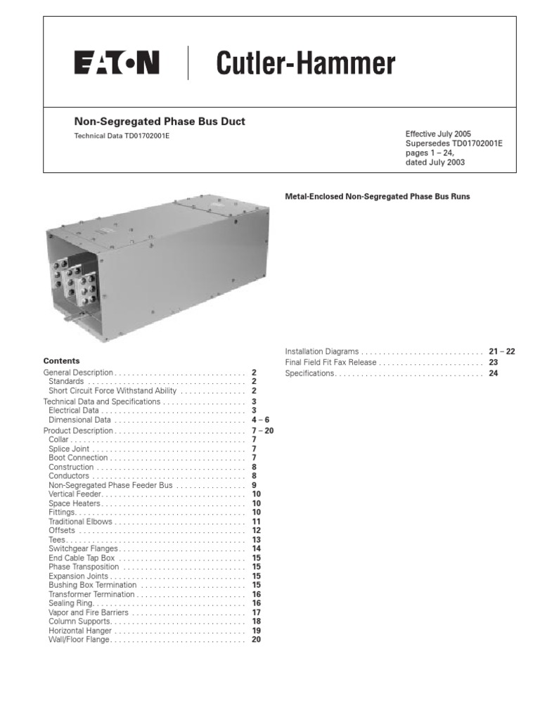 Non-Segregated Phase Bus Duct (Technical Data) | PDF | Insulator ...