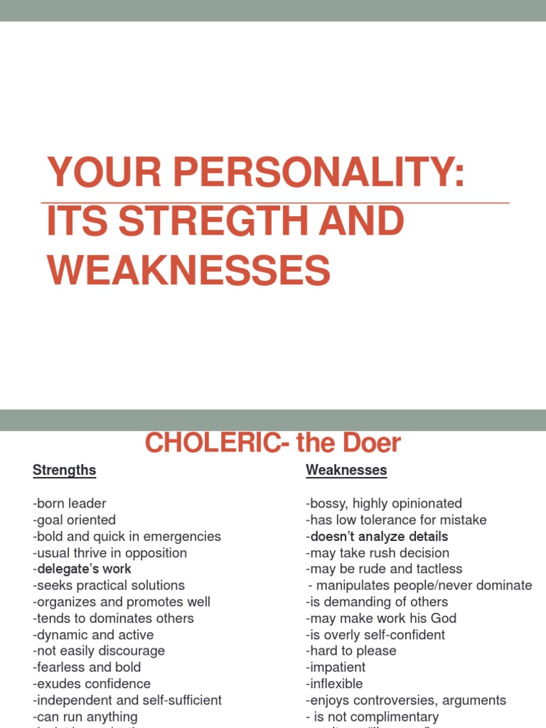 Your Personality: Its Stregth and Weaknesses | PDF | Psychology ...