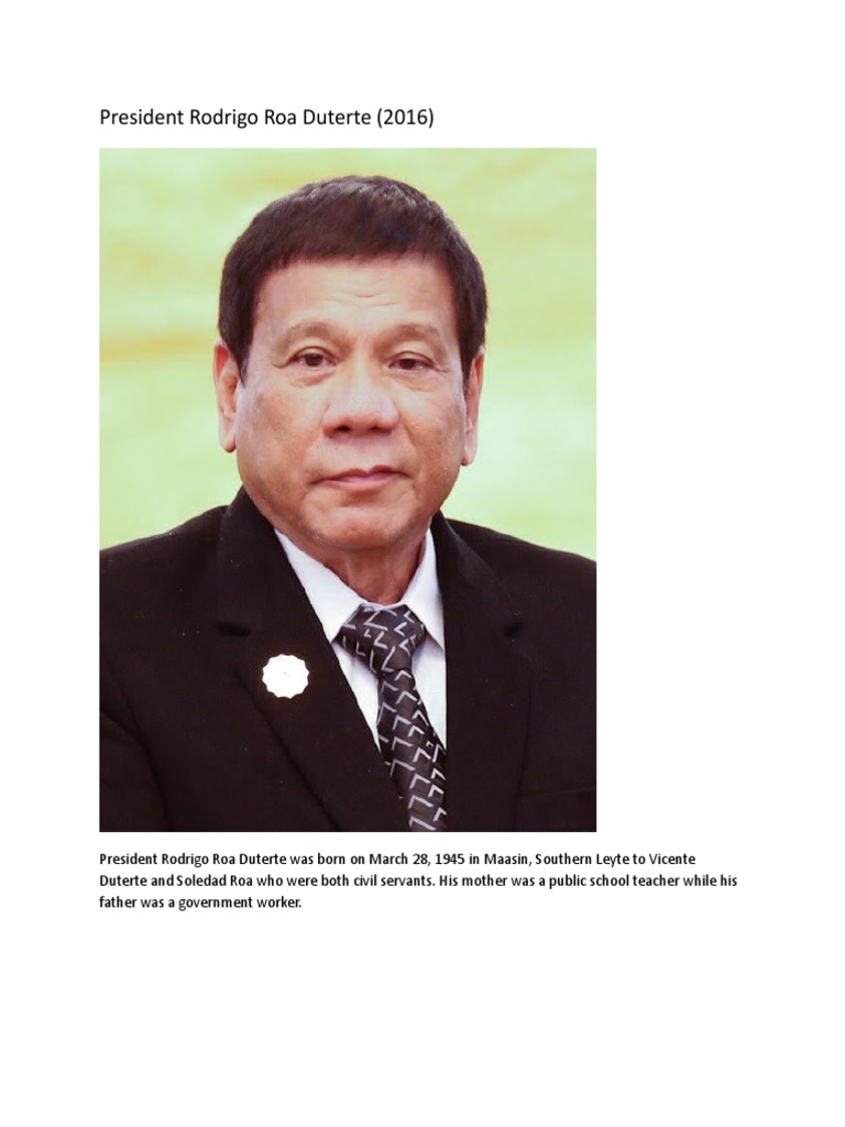 President Rodrigo Roa Duterte | PDF | Corazon Aquino | Benigno Aquino Iii