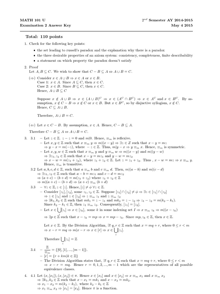 Math 101 Exam | PDF | Mathematical Logic | Mathematical Concepts