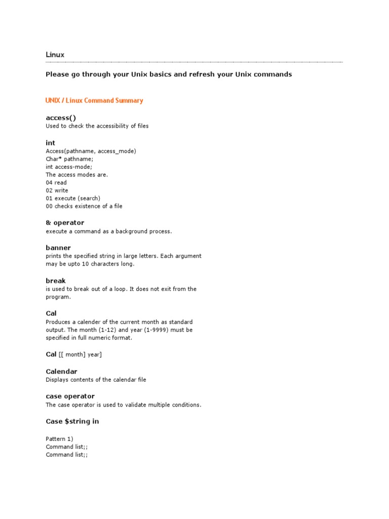 Linux Please Go Through Your Unix Basics And Refresh Your Unix Commands Pdf Computer File 
