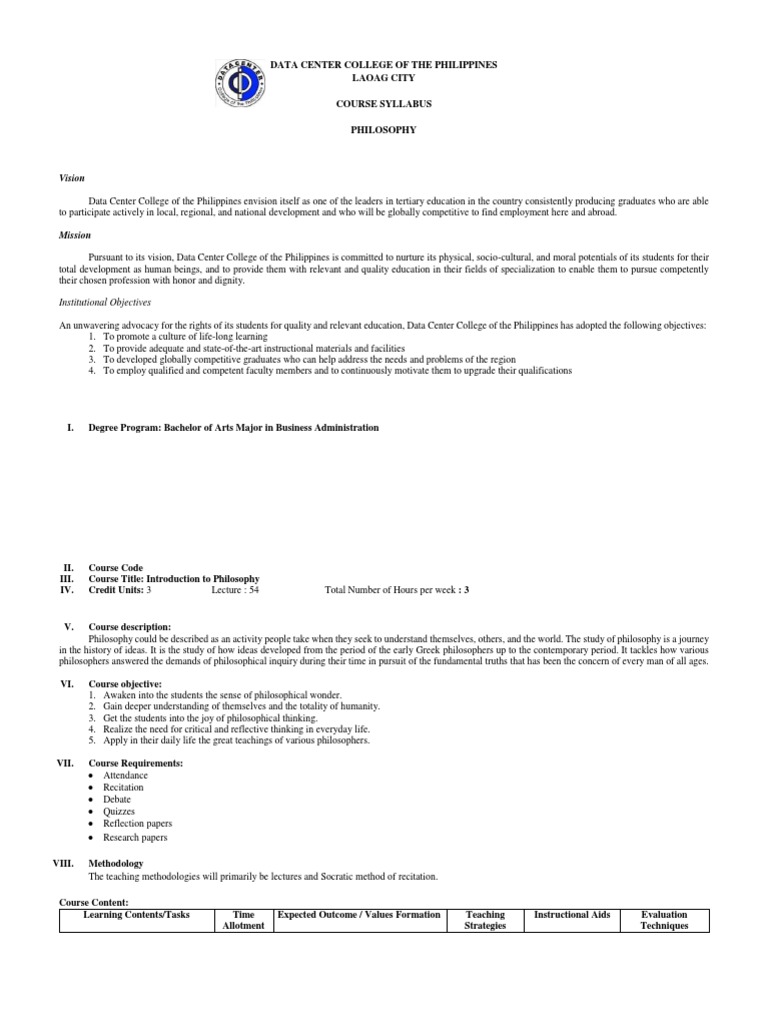 Data Center College of The Philippines Laoag City: Vision | PDF | Plato ...