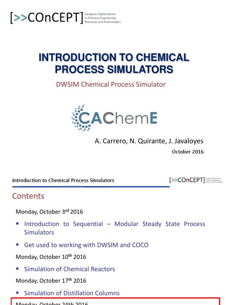 Introduction To Chemical Process Simulators Examples Coco Dwsim Aspen ...