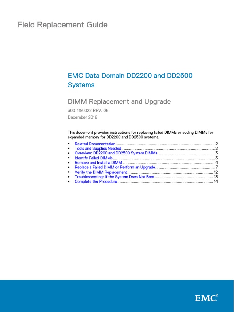 Docu51452 Data Domain DD2200 and DD2500 Systems DIMM Replacement and ...