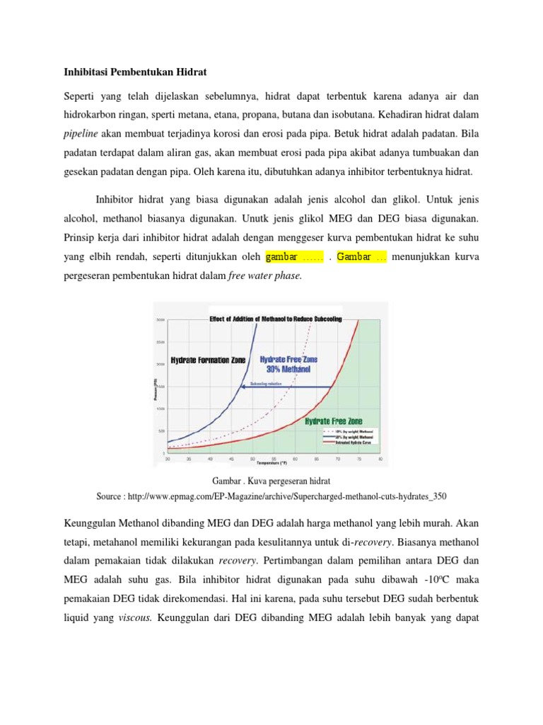 Inhibitor Hidrat: Methanol vs Glikol | PDF | Metode & Bahan Ajar ...