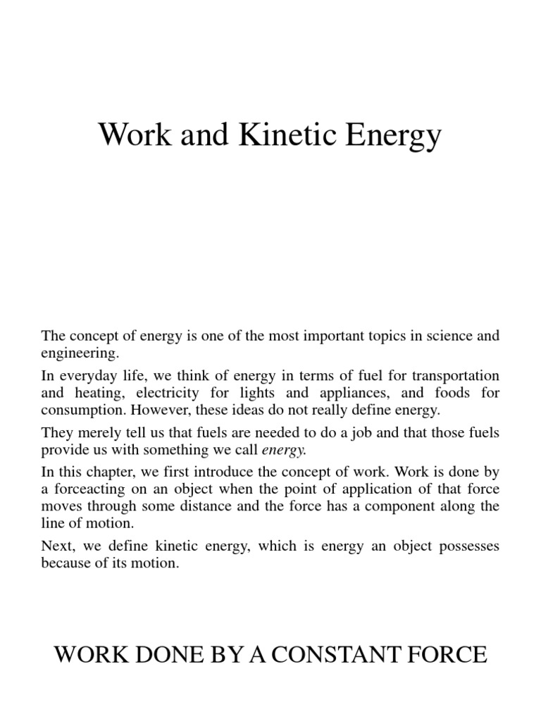 Work and Kinetic Energy | PDF | Euclidean Vector | Force