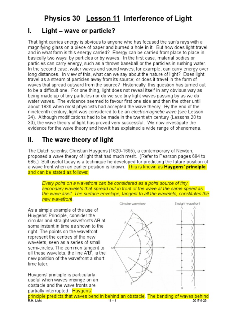 L11 Interference of Light | PDF | Diffraction | Interference (Wave Propagation)