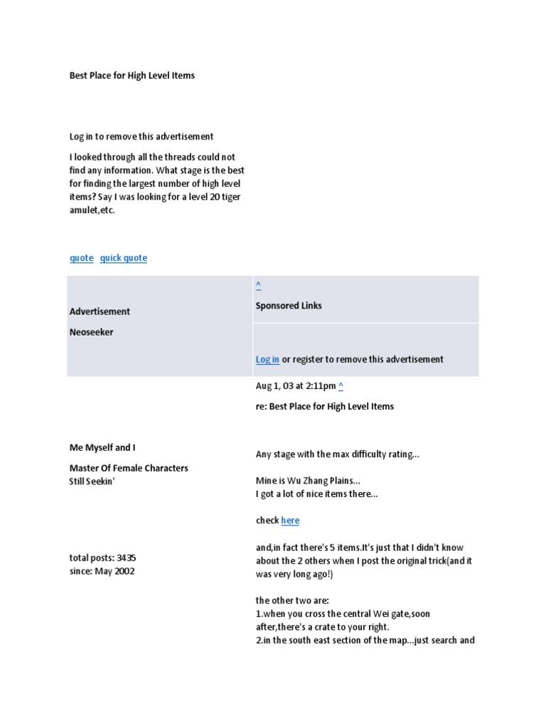 Gamers' Guide: High-Level Item Spots | PDF | 3rd Century | 3rd Century ...