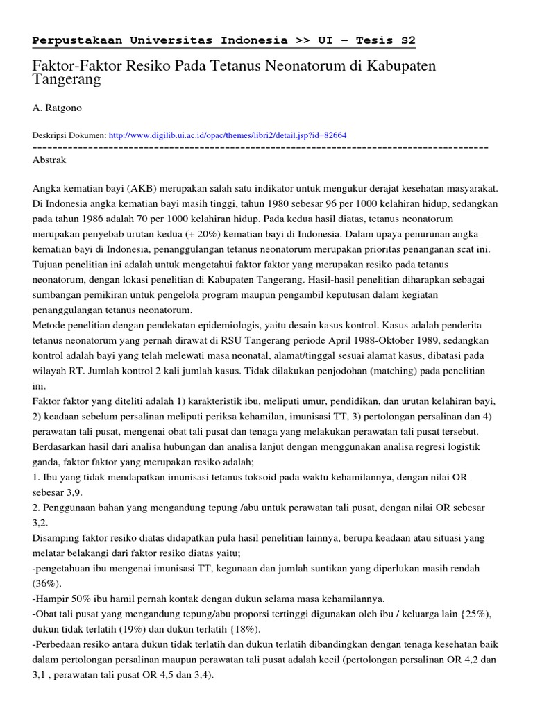 Tetanus Neonatorum PDF | PDF