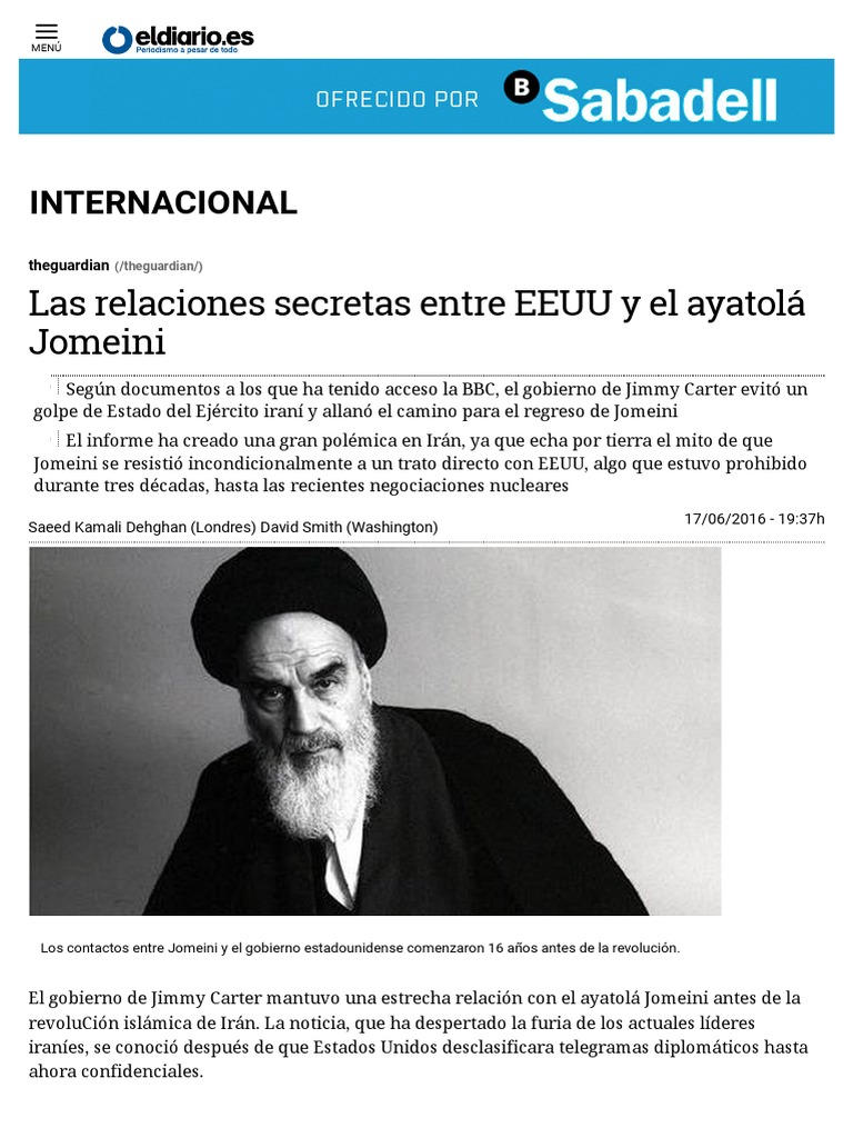 Las Relaciones Secretas Entre EEUU y El Ayatolá Jomeini PDF | PDF ...