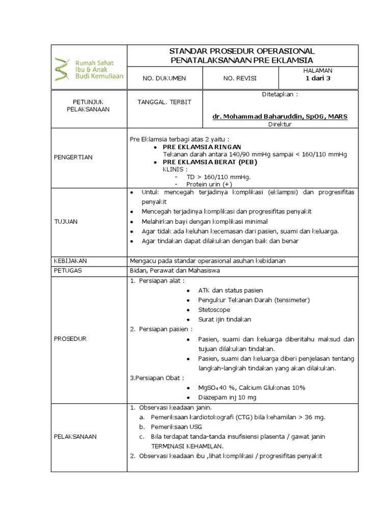 Sop Pemberian MGSO4 Pada Bumil