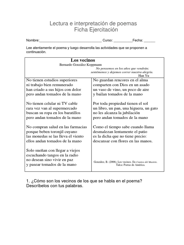 Lectura e Interpretación de Poemas | PDF