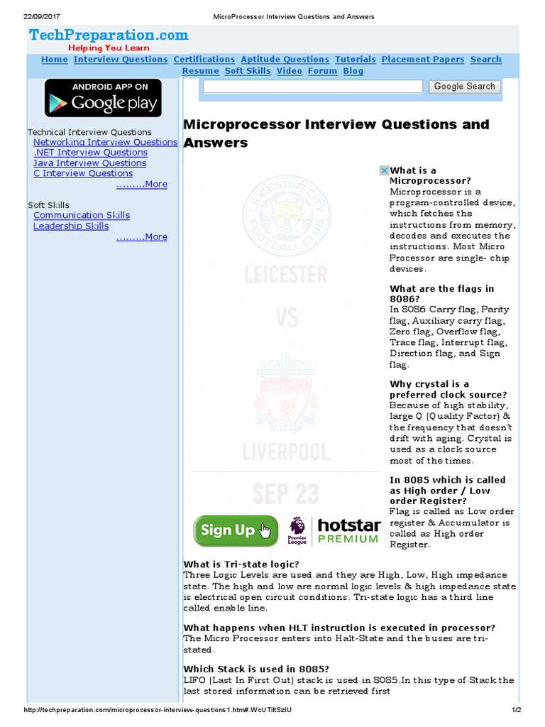 MicroProcessor Interview Questions and Answers | Download Free PDF | Central Processing Unit ...