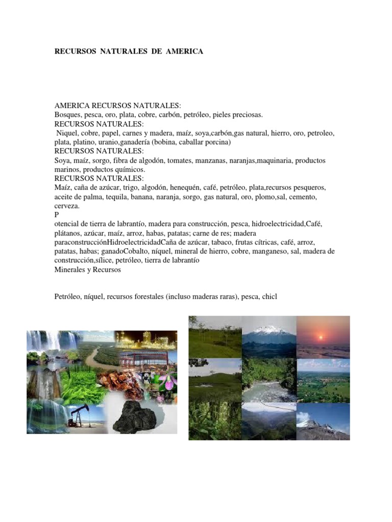 Recursos Naturales de America | PDF | Cobre | Maíz