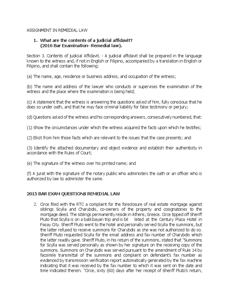 Remedial Law Questions and Answer Assignment | PDF | Arrest Warrant ...