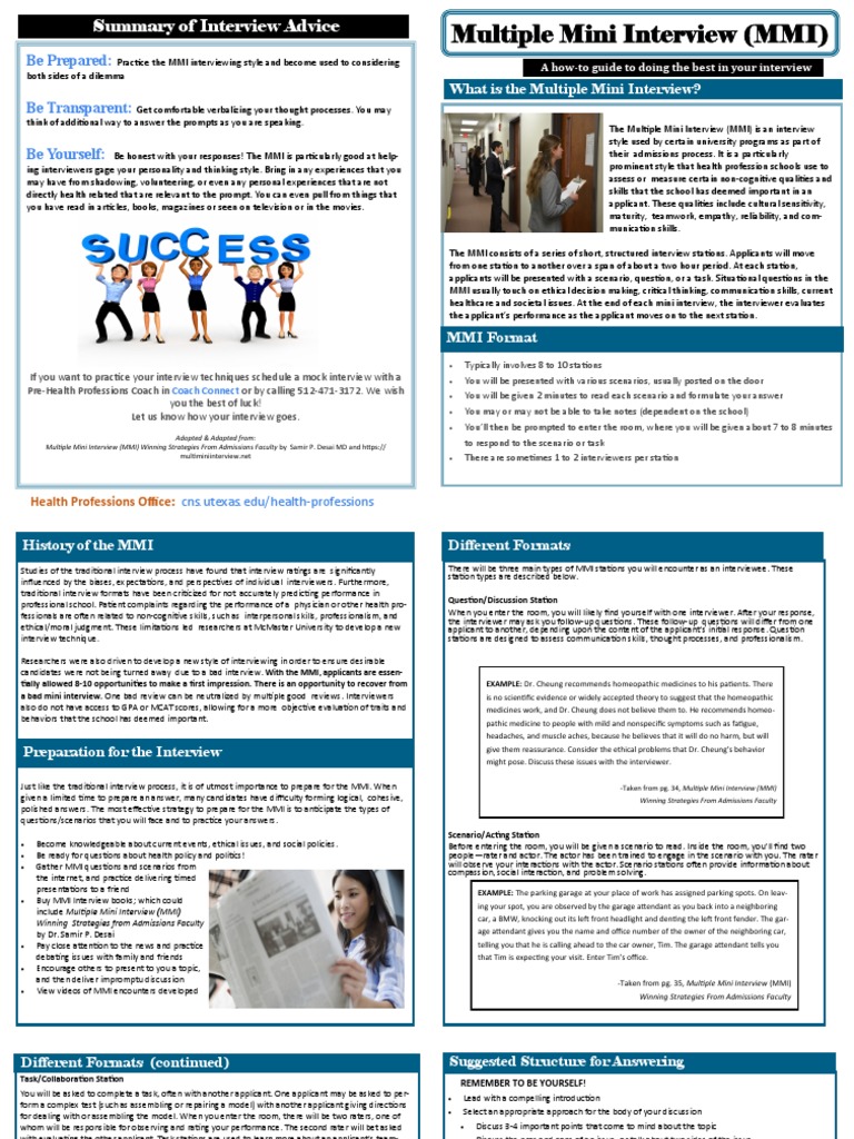 MMI Interviews Foldable Handout | PDF | Cognition | Psychological Concepts