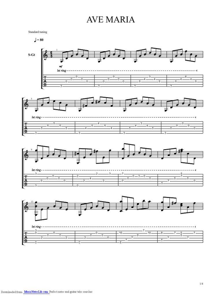 Guitar Chords For Ave Maria