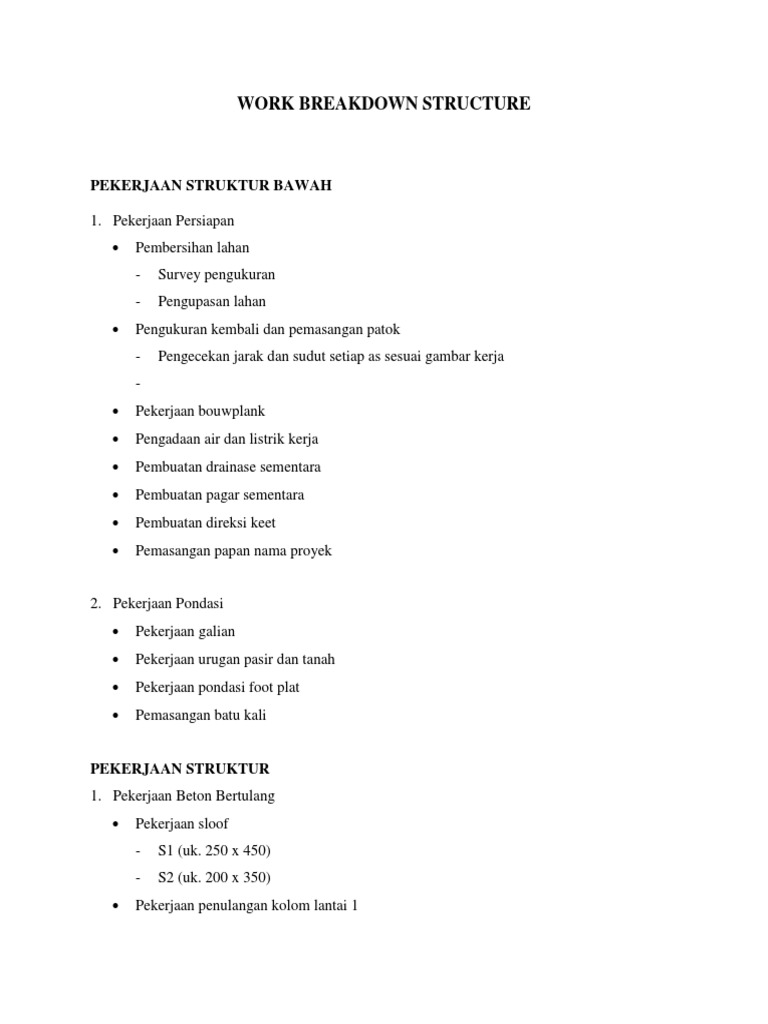 Contoh WBS Proyek Gedung | PDF
