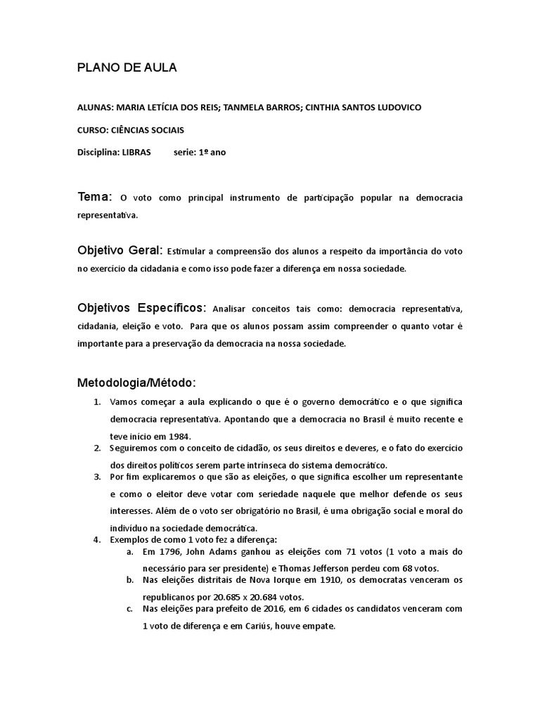 Plano de Aula Libras | PDF