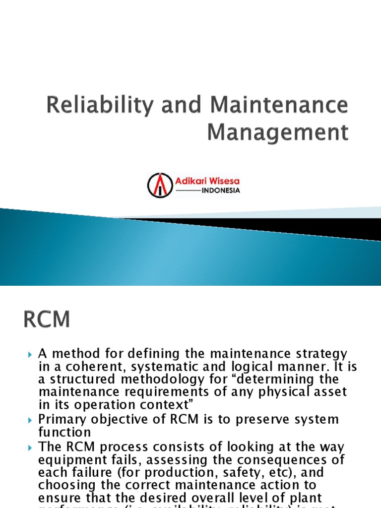 Reliability and Maintenance Management | PDF | Pipeline Transport ...