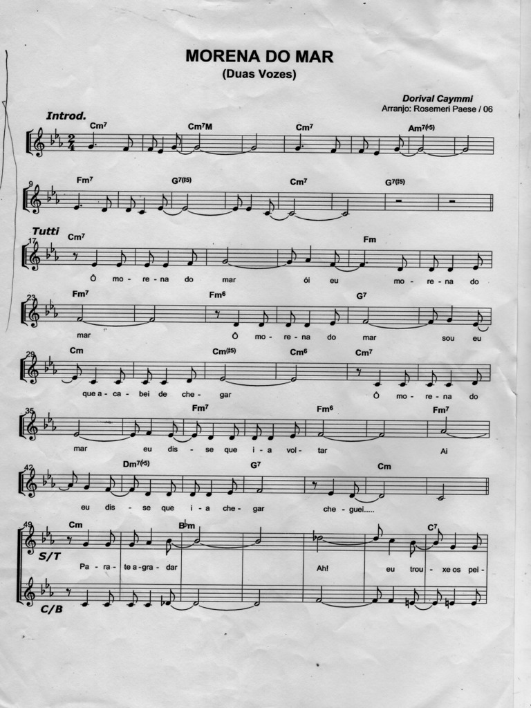 Morena Do Mar - Partitura Coral