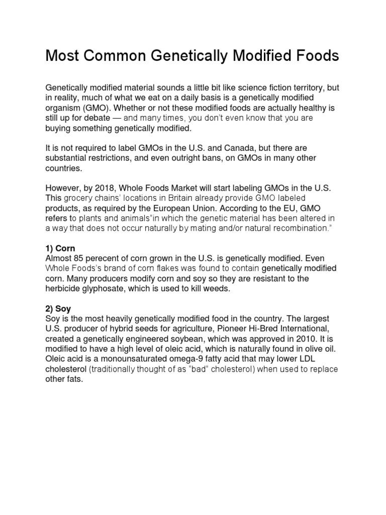 Most Common Genetically Modified Foods | Download Free PDF ...