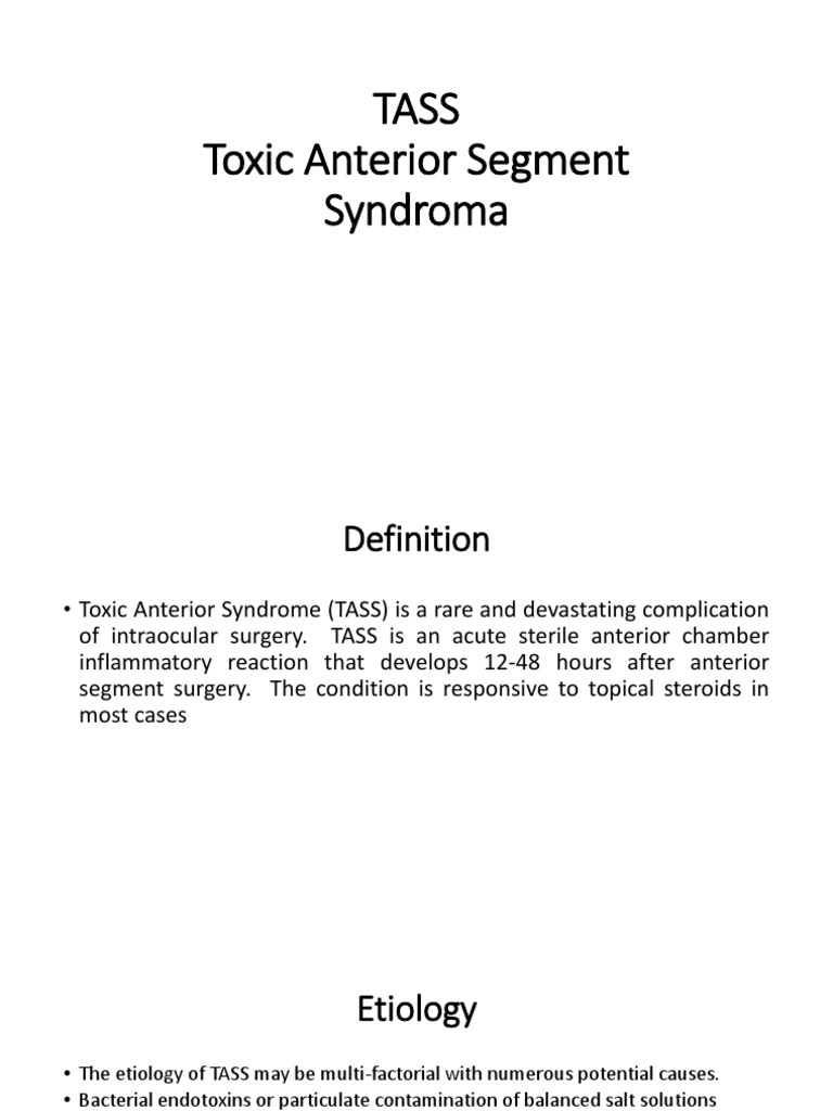 Toxic Anterior Segment Syndrome